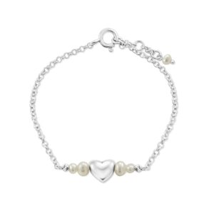 pearl bracelet for women with heart charm in 925 sterling silver - june birthstone,handmade birthstone bracelet for women, pearl beads - jewelry gift for her