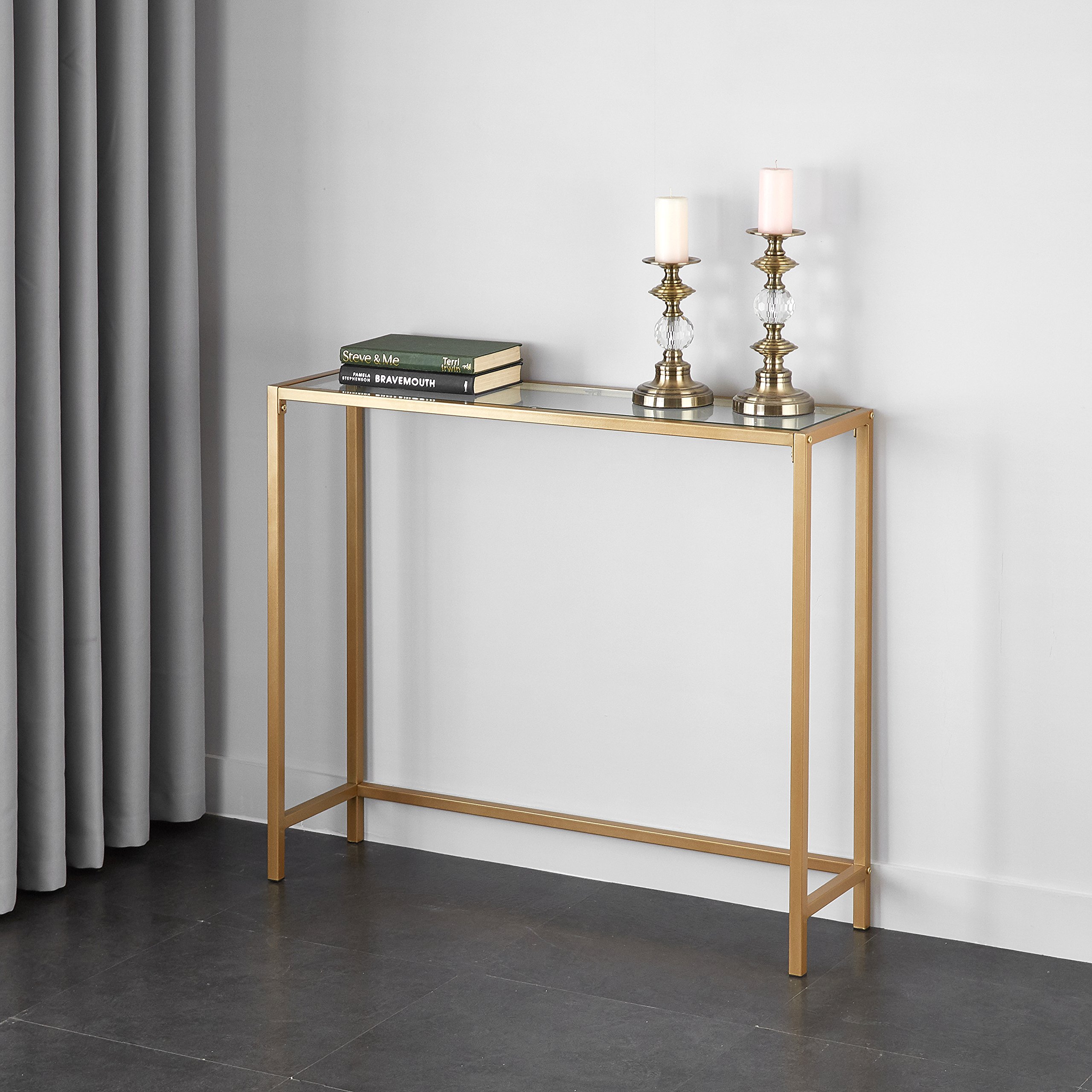 Urban Lifestyle Tempered Glass Console Table, Gold