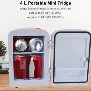 YOUTHINK Portablep Fridge, 4L Portable Mini Beauty Fridge Refrigerator Small Makeup Skincare for Skin Care Beverage Home (US Plug 100‑240V)