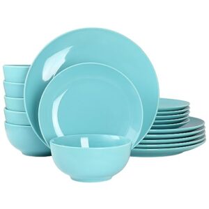 elama luna porcelain dinnerware set (blue), service for 6, 18 piece