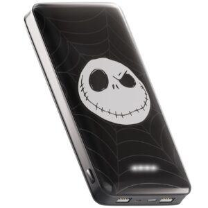 disney tim burton’s the nightmare before christmas jack skellington 10,000mah power bank- universally compatible portable phone charger w/usb charging port- jack skellington gifts for nbc fans