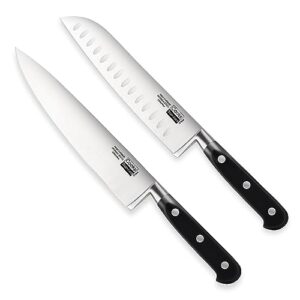 cooks standard high carbon stainless steel knife set 2-piece, 8" chef’s knife and 7" santoku knife classic sharp kitchen knives set, ergonomic handle