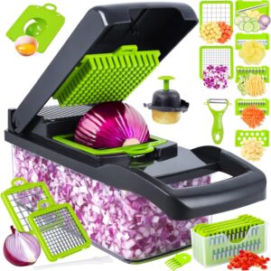 vegetable chopper pro food chopper – 14 in 1 multifunctional onion chopper, kitchen vegetable slicer dicer, 8 blade vegetable slicer mini food processor – multifunction mandoline slicer for kitchen