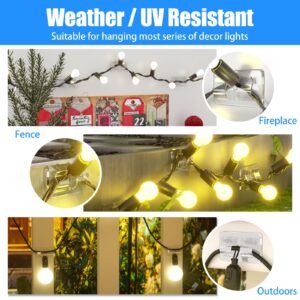 Keviyi Hooks for Outdoor String Lights Clips: 25Pcs Heavy Duty Cable Clips with Waterproof Adhesive Strips for Hanging Christmas Light - Outside UV-Resistant Clear Sticky Cord Holders Rope Organizer