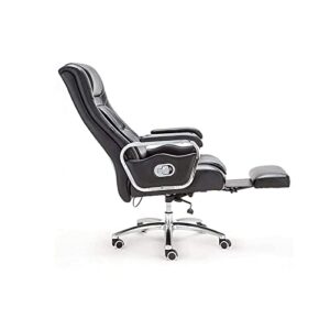 office chair managerial executive chairs boss chair ergonomics chair computer game chair with fixed armrest white leather (color : black)