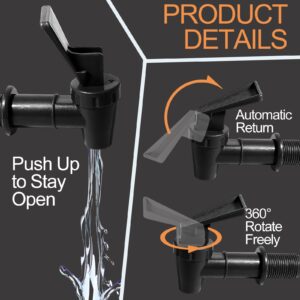 LifCratms 2Pcs BPA-Free Replacement Cooler Faucet, Black Plastic Water Spigot Spout Water Dispenser Tap Set, Reusable Water Crock Tap Water Beverage Lever Pour Dispenser Valve