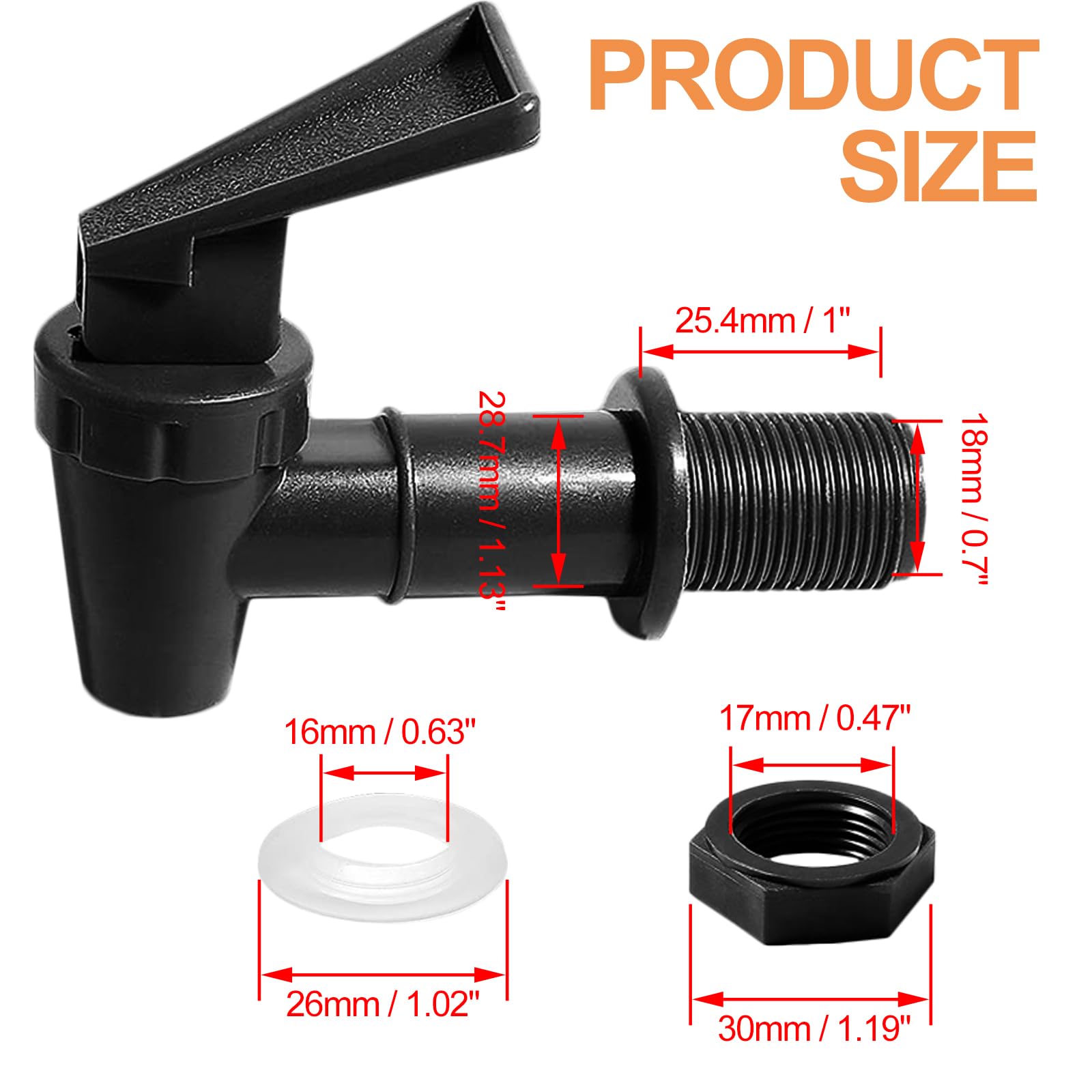 LifCratms 2Pcs BPA-Free Replacement Cooler Faucet, Black Plastic Water Spigot Spout Water Dispenser Tap Set, Reusable Water Crock Tap Water Beverage Lever Pour Dispenser Valve