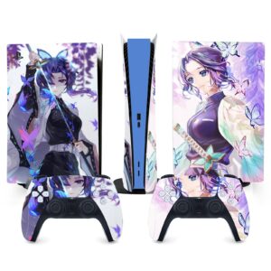 tanokay ps5 console skin and controller skin set | kochou shinobu | matte finish vinyl wrap sticker full decal skins | compatible with sony playstation 5 digital version