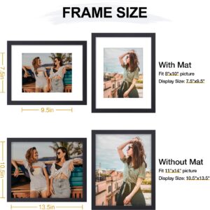 Vittanly 11x14 Picture Frame, Display Pictures 8x10 with Mat or 11x14 without Mat, Photo Frame for Wall or Table Top Display, Black, 1 Pack