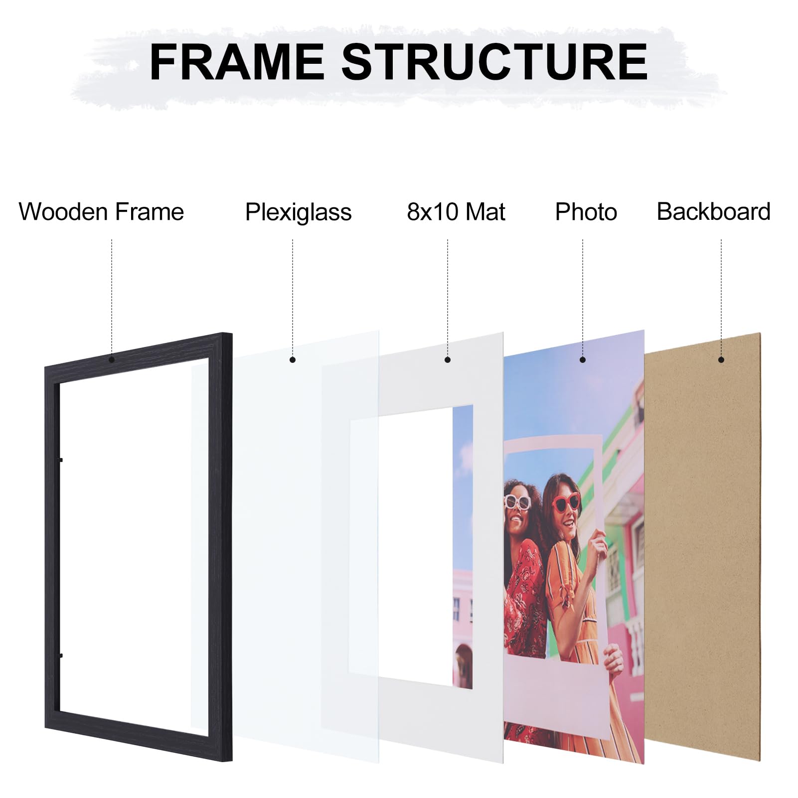 Vittanly 11x14 Picture Frame, Display Pictures 8x10 with Mat or 11x14 without Mat, Photo Frame for Wall or Table Top Display, Black, 1 Pack