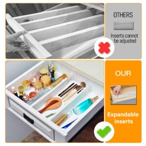 HiYZ Expandable Drawer Dividers, Large Kitchen Utensils Drawer Divider, 2.36" High Adjustable Drawer Organizers Separators for Clothing,Kitchen Utensils,Tools,3 Long Dividers(12.6"-22.8")