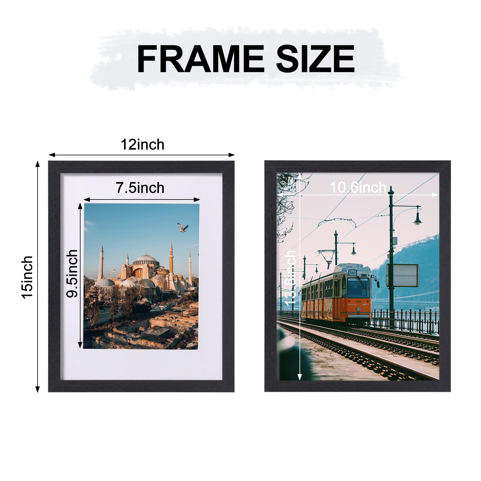 Vittanly 11x14 Picture Frames for Wall Set of 9, Display 8x10 Pictures with Mat or 11x14 without Mat, Collage Frames for Wall or Tabletop, Perfect for Home Décor, Black