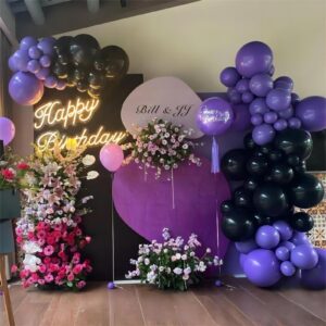 150pcs Purple Balloons Different Sizes Pack, 18 12 10 5 Inch Party Balloon Garland Arch Kit for Birthday Gender Reveal Baby Shower Graduation Party Supplies(With 2 Ribbons)