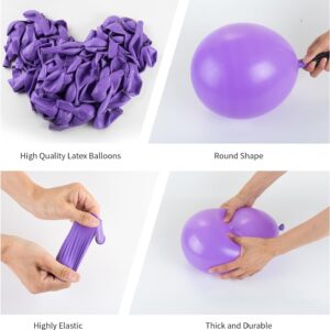 150pcs Purple Balloons Different Sizes Pack, 18 12 10 5 Inch Party Balloon Garland Arch Kit for Birthday Gender Reveal Baby Shower Graduation Party Supplies(With 2 Ribbons)