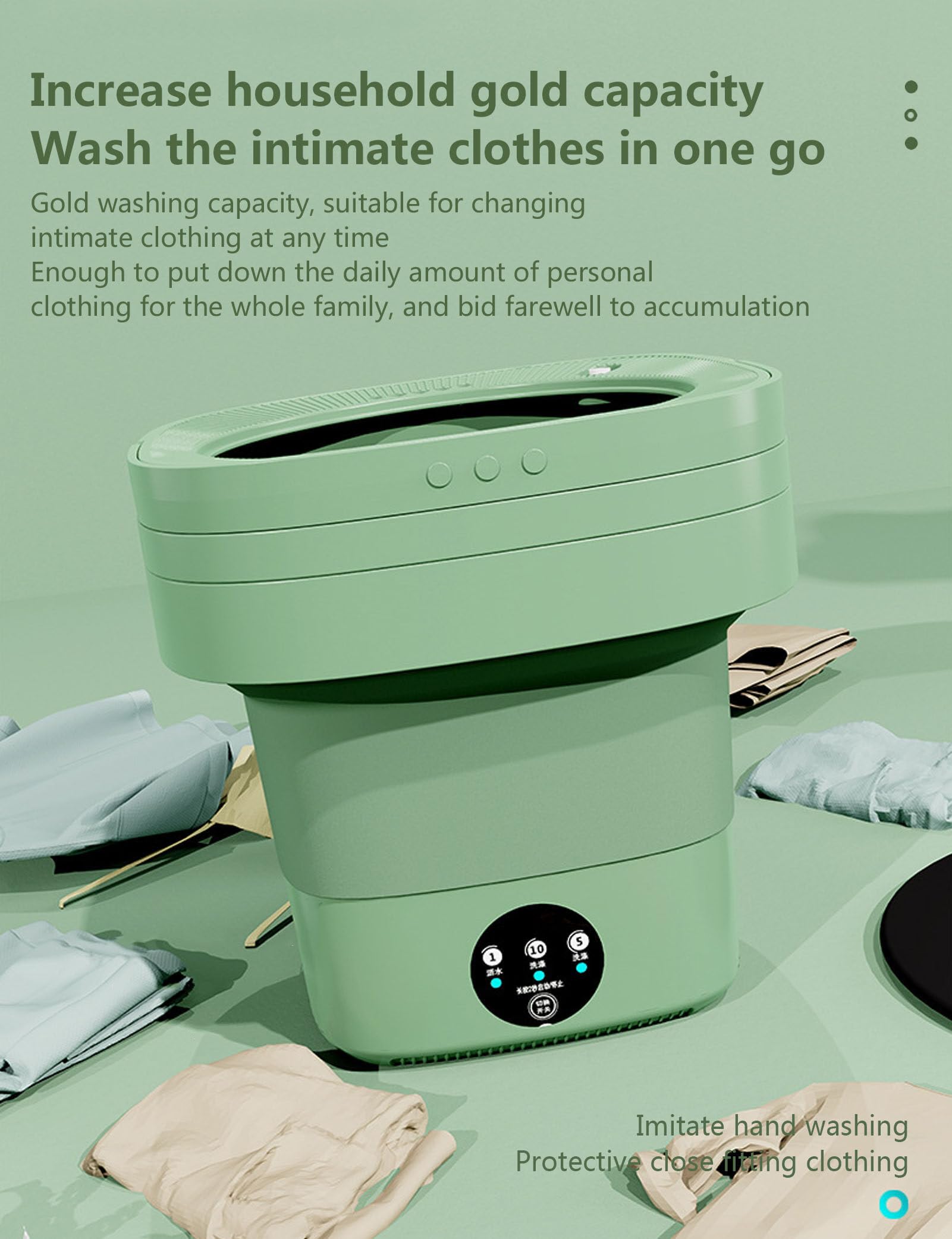 Portable Mini Washing Machine, Mini Washer 6L High Capacity with 3 Modes Deep Cleaning for Underwear, Baby Clothes, or Small Items, Foldable Washing Machine with Spin Dryer-Apartment, Dorm, Camping, RV Travel laundry