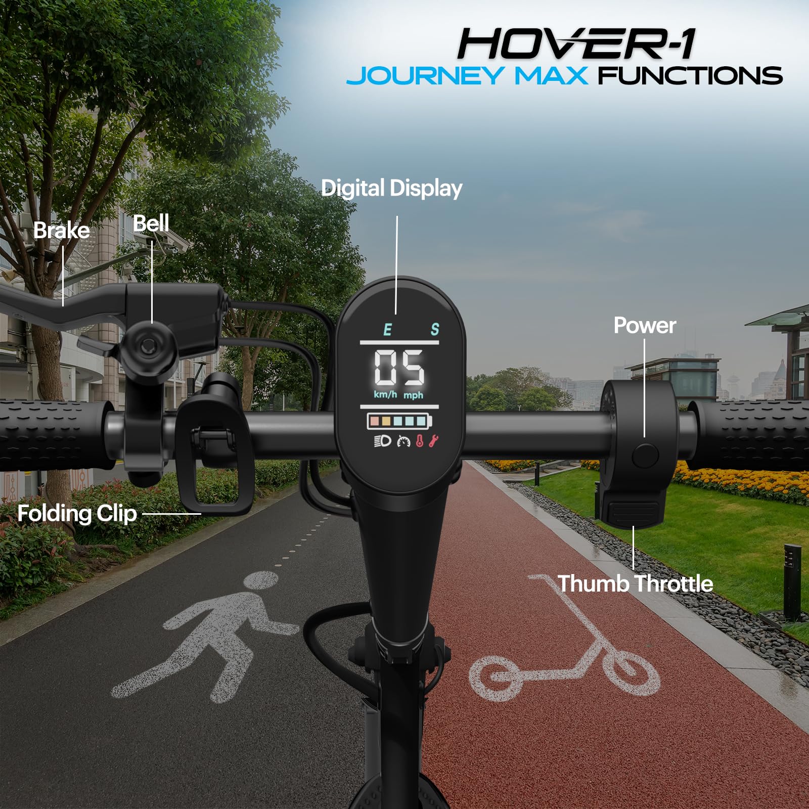 Hover-1 Journey Max Adult Electric Scooter with 700W Brushless Dual Motor Hill Climber, 19 mph Max Speed, and 26 Mile Range