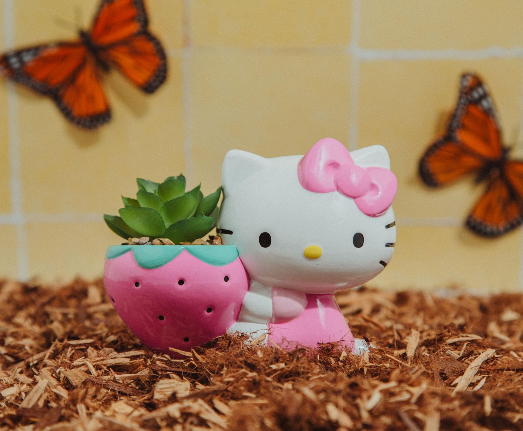 Toynk Sanrio Hello Kitty Strawberry 5-Inch Planter with Artificial Succulent