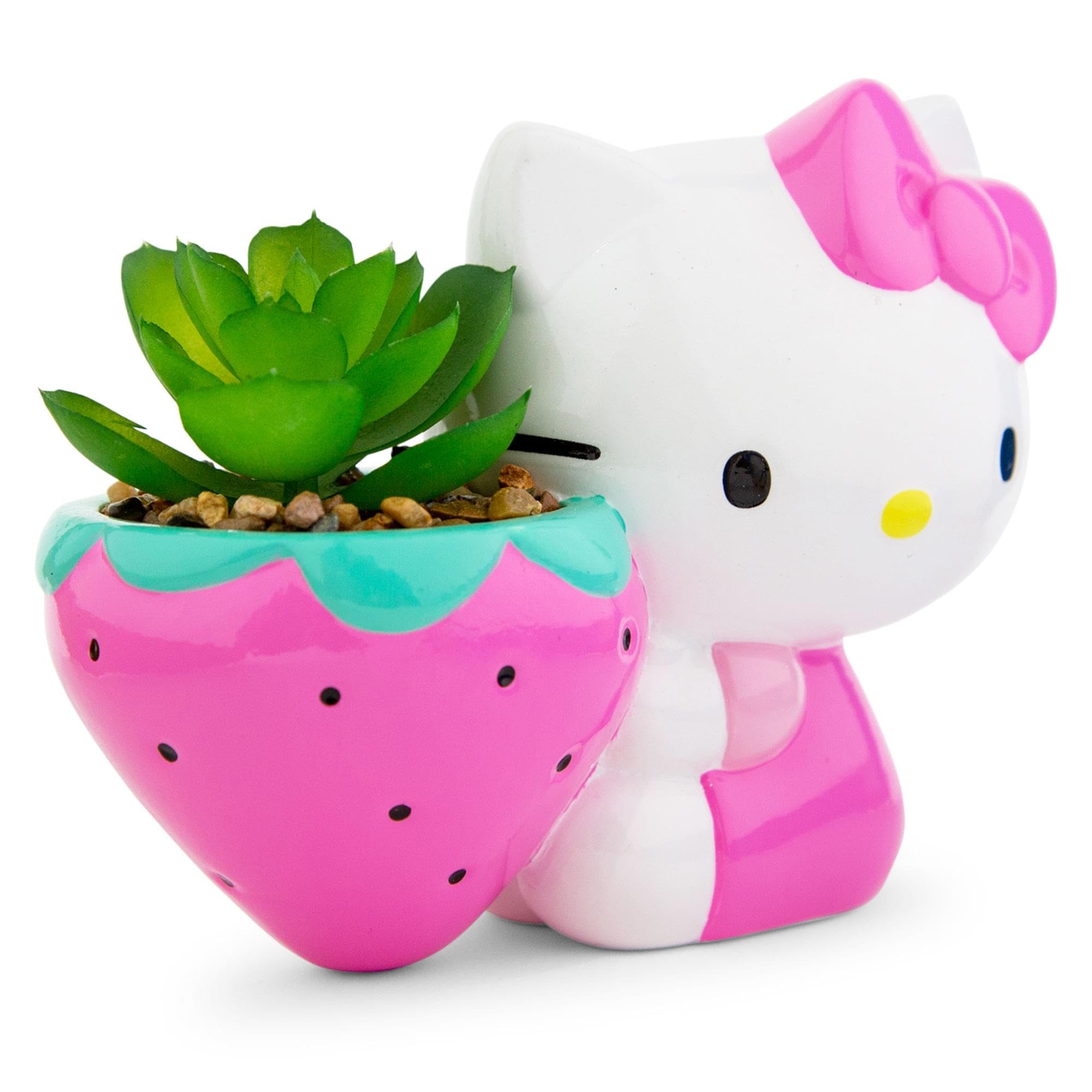 Toynk Sanrio Hello Kitty Strawberry 5-Inch Planter with Artificial Succulent