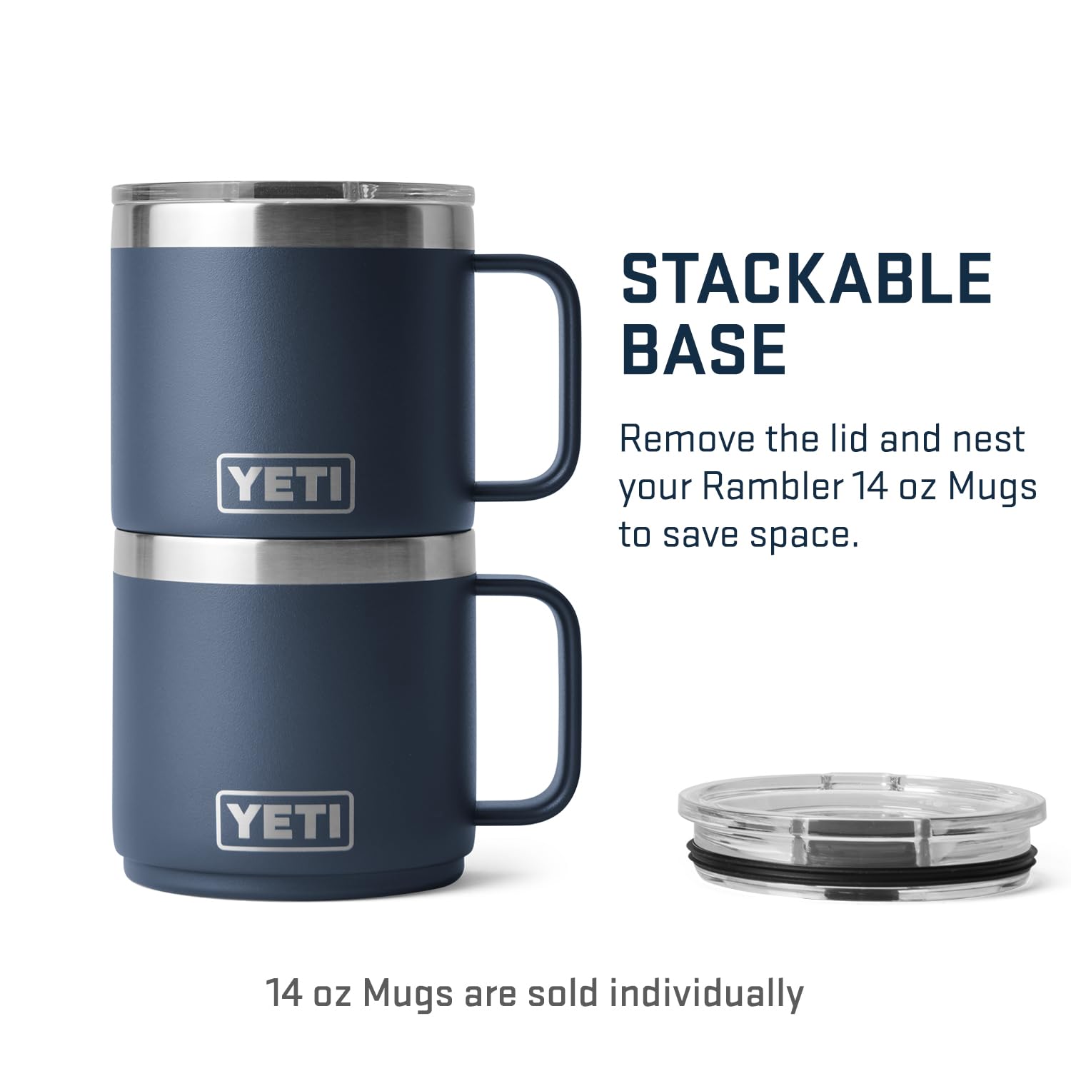 YETI Rambler 14 oz Stackable Mug, Vacuum Insulated, Stainless Steel with MagSlider Lid, Navy