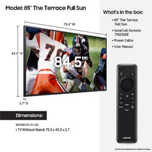 SAMSUNG 85-Inch Class Neo QLED 4K The Terrace Full Sun Outdoor Series, Ultra Bright Picture, IP56, Anti-Reflection, Wide Viewing Angle, Quantum HDR+ Smart TV w/Alexa Built-in (QN85LST9C, 2023 Model)