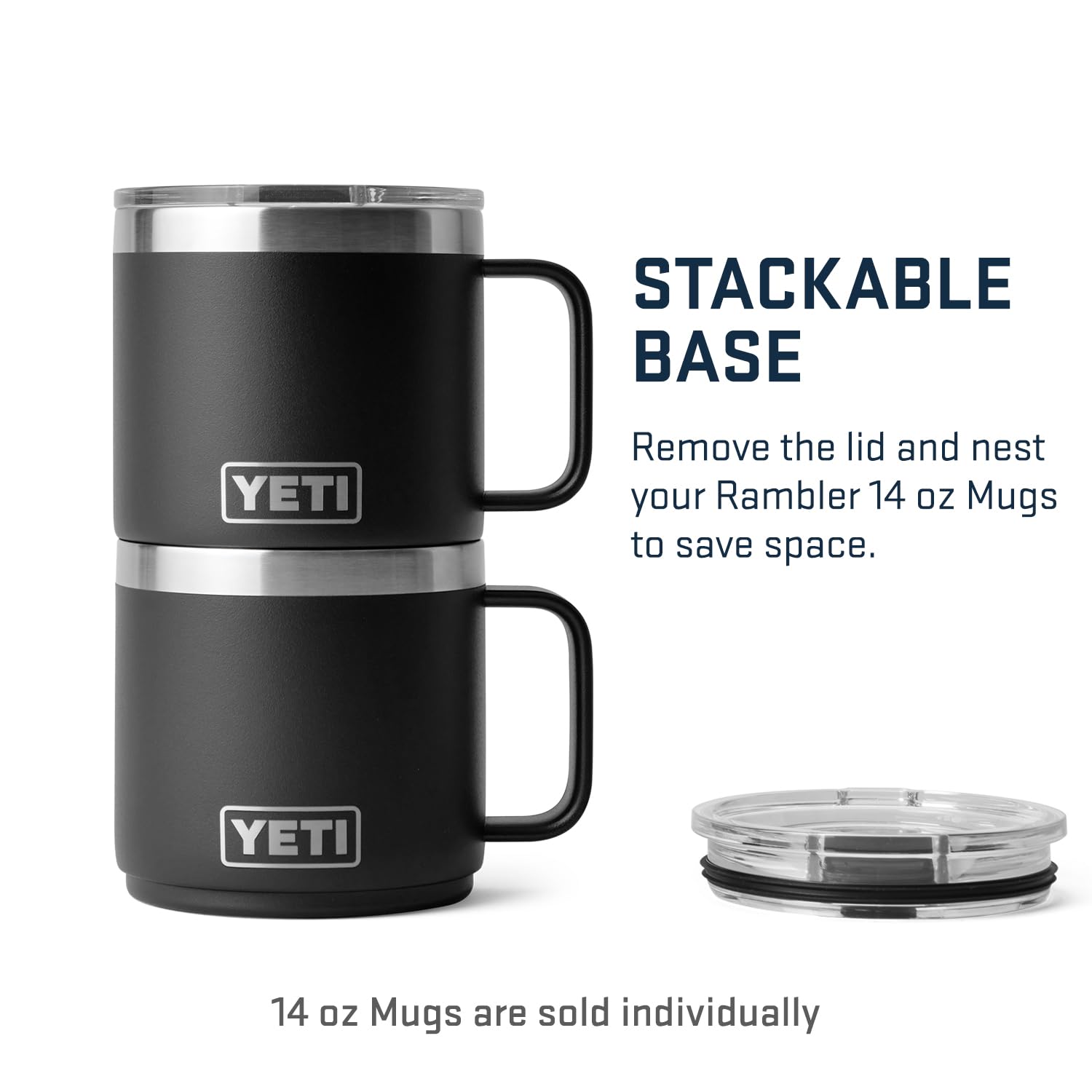 YETI Rambler 14 oz Stackable Mug, Vacuum Insulated, Stainless Steel with MagSlider Lid, Black