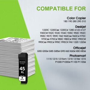 45XL Black Ink Cartridge Replacement for HP 45 for Color Copier 180 Deskjet 830 850 870 890 930 950 820Cse PhotoSmart 1000 1215 1115 (1-Pack)