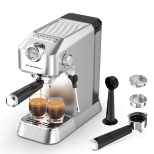 kitchenboss espresso machine with milk frother 20 bar professional compact barista espresso machines with steam wand, automatic fast heating cappuccino machine and latte coffee maker