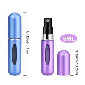 QMET Refillable Perfume Atomizer Travel,8Pcs 5ML Portable Mini Pocket Perfume Atomizer Bottle Spray for Women Mens Small Mister Spray Bottle for Travel Accessories