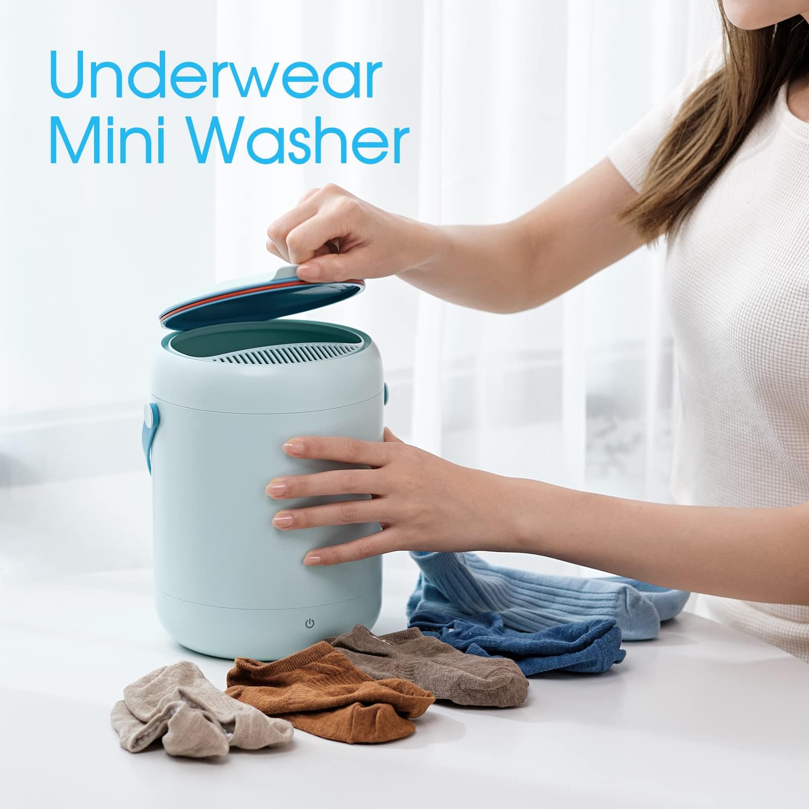 Joiena Portable Washing Machine 3L mini washer for Underwear, Socks, Baby Clothes, Beauty Accessories, Compact Small Laundry for Apartment Dorm