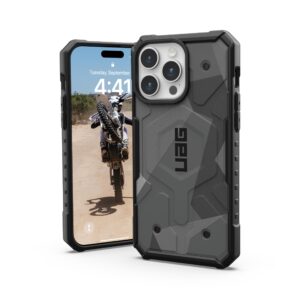 urban armor gear uag case [updated version] compatible with iphone 15 pro max case 6.7" pathfinder se geo camo built-in magnet compatible with magsafe charging rugged military grade protective cover