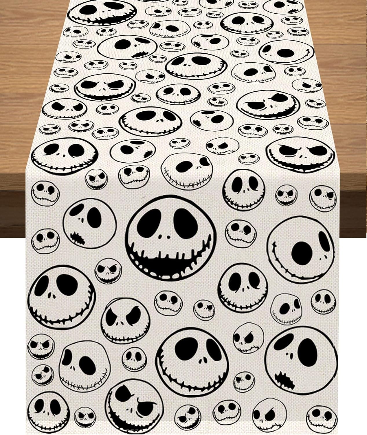 Vohado Nightmare Before Christmas Table Runner Jack Skellington Birthday Party Decorations Halloween Sugar Dining Room Home Kitchen Decor (White, 13" x 90")