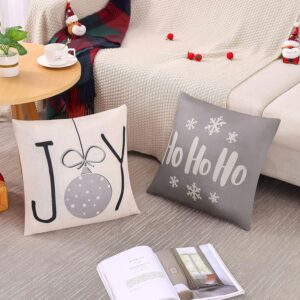 Gray Christmas Pillow Covers 20x20 Set of 4, Xmas Pillow Covers Farmhouse Christmas Decorations Winter Holiday Decor Throw Cushion Case for Home Couch