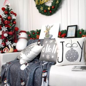 Gray Christmas Pillow Covers 20x20 Set of 4, Xmas Pillow Covers Farmhouse Christmas Decorations Winter Holiday Decor Throw Cushion Case for Home Couch