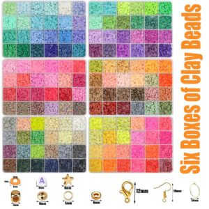 LIS HEGENSA 144Colors 20000+Pcs Clay Beads Bracelet Making Kit, Crafts Polymer Heishi Beads with Charm and Elastic Strings, Preppy Padded Beads for Jewelry Making kit Gift for Teen Girls