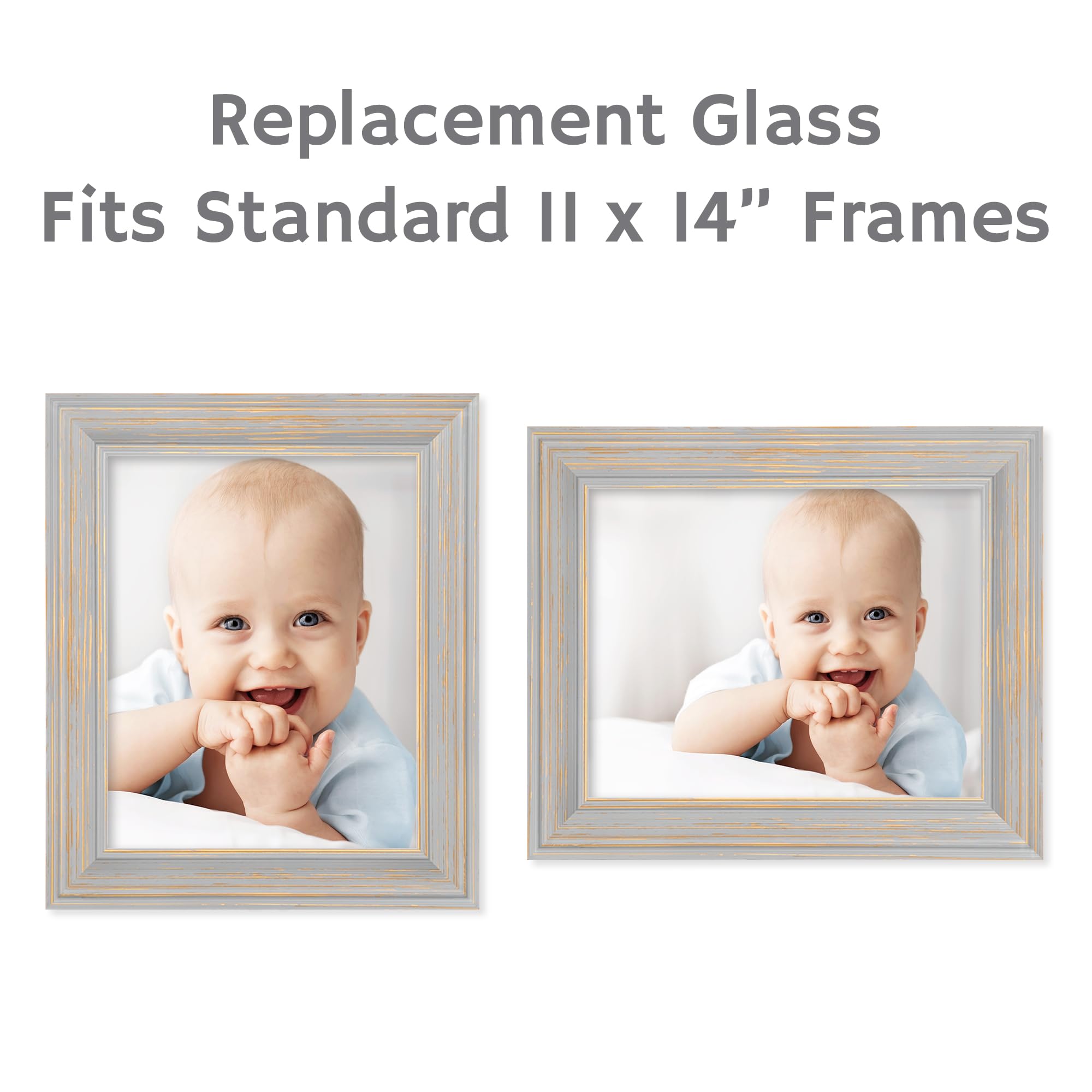 Langdon House Picture Frame Glass Replacements (Crystal Clear, 11x14, 3 Pack) High-Definition, Heat-Strengthened, Semi-Tempered Glass Sheet