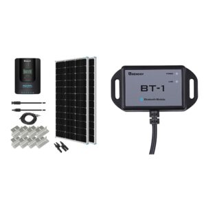 renogy 200 watt 12 volt monocrystalline solar panel starter 20a rover mppt charge controller/mounting & bluetooth module rj12 communication port compatible rover/wanderer