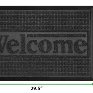 Heavy Duty Welcome Mat for Front Door Outside Waterproof 30x18 Door Mats Outdoor Entrance Patio, Entry Home Dirt Trapper Floor Matts, Cute Entryway Rugs All Weather, Exterior Rubber Black Doormats