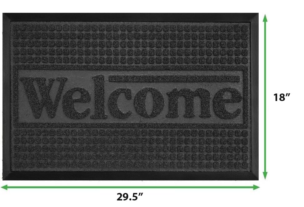 Heavy Duty Welcome Mat for Front Door Outside Waterproof 30x18 Door Mats Outdoor Entrance Patio, Entry Home Dirt Trapper Floor Matts, Cute Entryway Rugs All Weather, Exterior Rubber Black Doormats