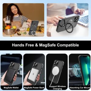 Tnarru Clear iPhone 13 Pro Max Case with Magnetic Stand [Compatible with MagSafe] [Invisible Ring Holder] Soft TPU Full Camera Shockproof Protection Cover for iPhone 13 Pro Max Phone Case Black