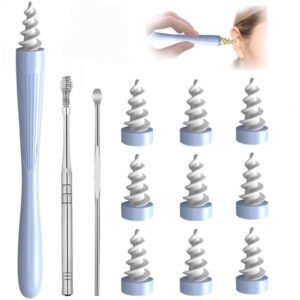 3 in 1 ear wax removal tool, 2024 q-grips ear wax remover reusable and washable replacement soft silicone tips for deep cleaner earwax, ear wax removal kit contains 3 types of ear cleaner tools