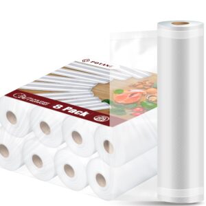 8 pack 8"x20'(8rolls) thickened vacuum sealer bags for food, textures on both sides, smell-proof, heavy duty for potane, food saver, weston, sous vide