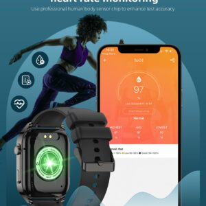 SOUYIE Smart Watch, Infrared True Blood Oxygen Monitor, 1.91" HD Smartwatch for Men with Heart Rate, Blood Pressure, Sleep Monitor, IP68 Waterproof Fitness Tracker Compatible with Android iOS iPhone