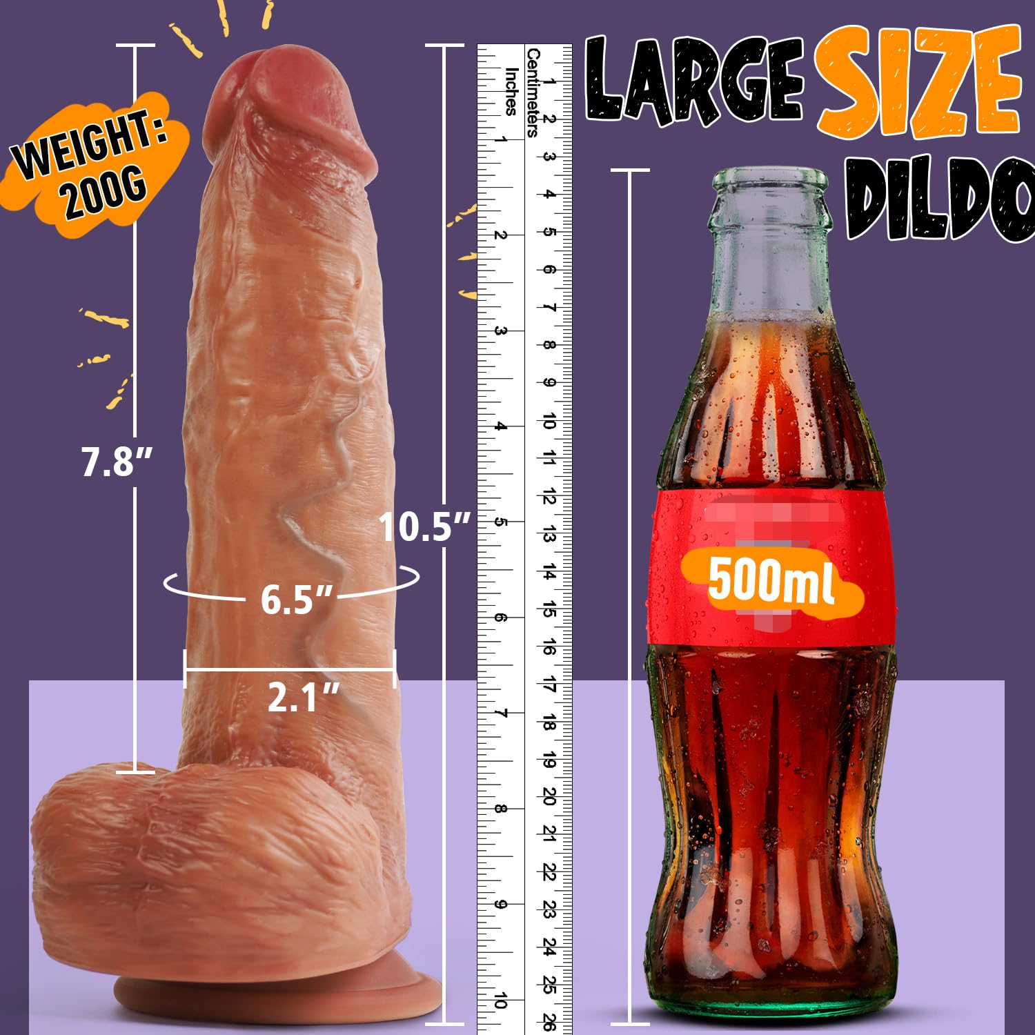 Unique 10.5” Large Thrusting Dildo with APP, 5 in 1 Big Vibrating Dildo G Spot Sex Toy for Men and Women, Realistic Massive Silicone Dildo with Suction Cup for Anal and G Spot Stimualtion