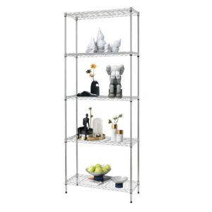 fdw shelves,wire shelving utility storage shelves shelving unit nsf certified height adjustable metal 5 tier shelves easy assembly 24" l x 14" w x 60" h,chrome