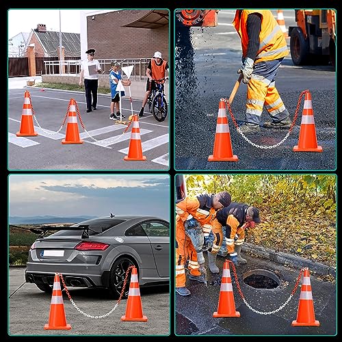 YITAHOME Traffic Cones 28 Inch (12 Pack), with 36FT Chain and Reflective Collars, PVC Orange Construction Cones, Safety Cones for Parking Lot, Home Road