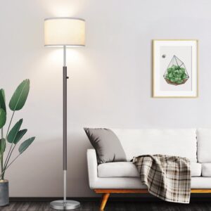 【upgraded】 dimmable floor lamp for living room, 1100 lumens led edison bulb included, simple standing lamp with linen lamp shade, modern tall lamp for living room bedroom office dining room dorm