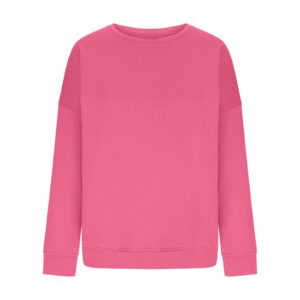 Ceboyel Oversized Sweatshirt For Women Solid Color Crewneck Pullover Tops Long Sleeve Sweaters Fall Fashion Trendy Clothes Women Sweaters Hot Pink L