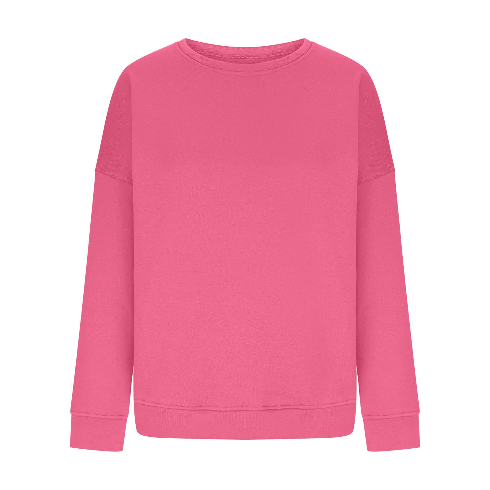 Ceboyel Oversized Sweatshirt For Women Solid Color Crewneck Pullover Tops Long Sleeve Sweaters Fall Fashion Trendy Clothes Women Sweaters Hot Pink L