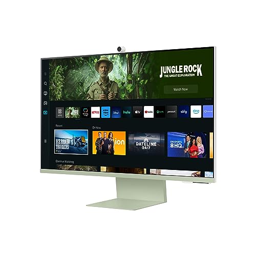 SAMSUNG 32" M80C UHD HDR Smart Computer Monitor Screen with Streaming TV, Slimfit Camera Included, Wireless Remote PC Access, Alexa Built-in (LS32CM80GUNXZA), Spring Green, 8" D x 28.1" W x 22.6" H