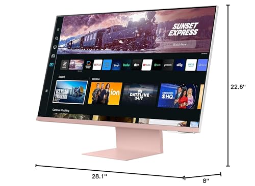 SAMSUNG 27" M80C UHD HDR Smart Computer Monitor Screen with Streaming Wireless Remote PC Access, Alexa Built-in (LS27CM80PUNXZA), Sunset Pink